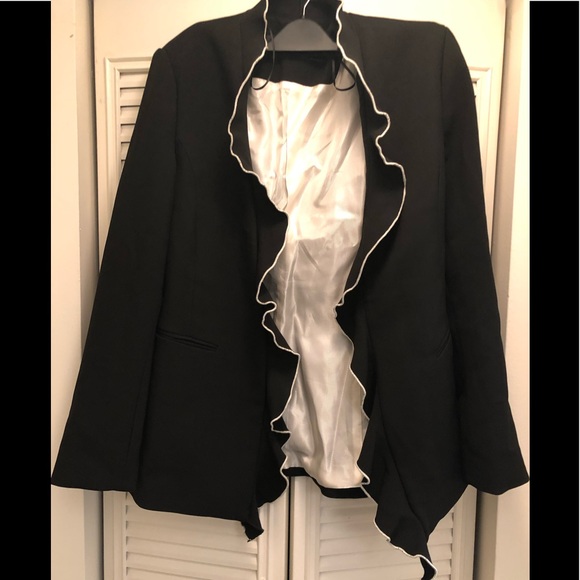 Zara | Jackets & Coats | Zara Blazer With Ruffles | Poshmark